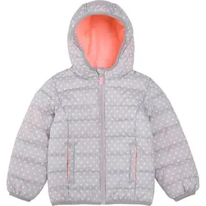 ROKKA&ROLLA Lightweight Puffer Jacket - Light Gray Polka Dot