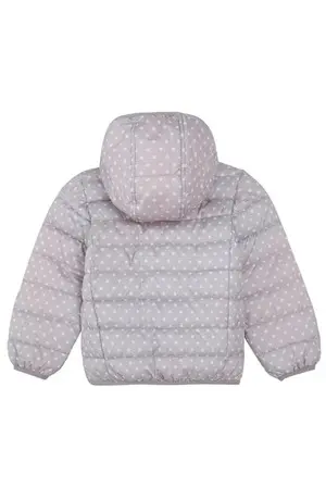 ROKKA&ROLLA Lightweight Puffer Jacket - Light Gray Polka Dot