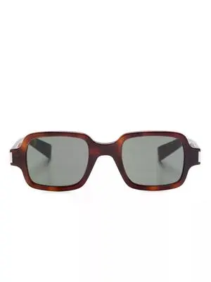 Saint Laurent Tortoiseshell Rectangle Sunglasses - Brown