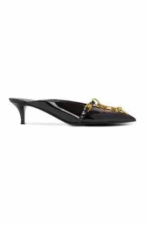 Balmain Sync Patent Leather Mules - Black