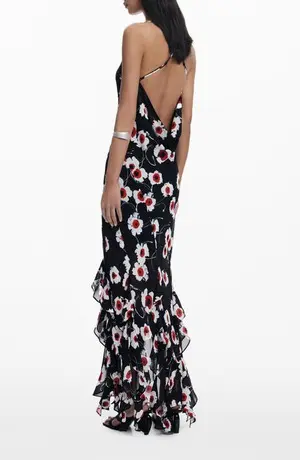 Desigual Ruffle Print Maxi Dress