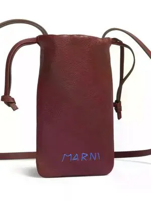 Marni Drawstring Leather Wallet - Red