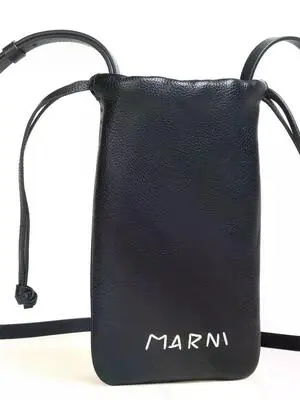 Marni Drawstring Leather Wallet - Black