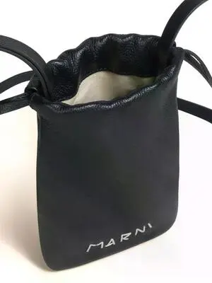 Marni Drawstring Leather Wallet - Black