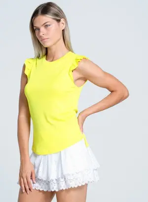Lucky In Love Bring It On Rib Tank - Yellow