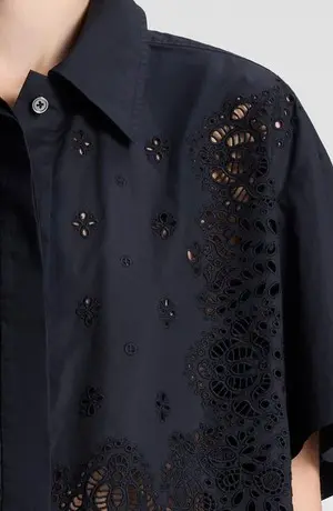 A.L.C. Jade Eyelet Boxy Crop Shirt