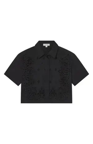 A.L.C. Jade Eyelet Boxy Crop Shirt
