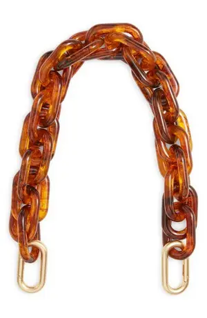 Clare V. Shortie Resin Link Chain Strap Tortoise Resin