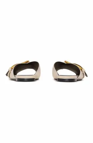 Balmain Anthem Flat Leather Sandals - Beige