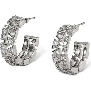 Nadri Luxor Small Hoop Earrings - Rhodium