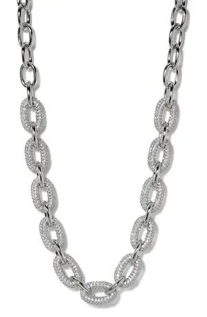 Nadri Alma Drama Pavé Link Necklace - Rhodium