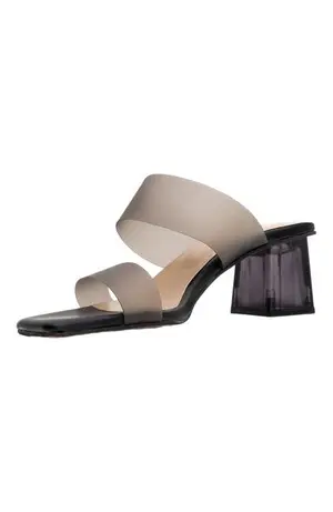 PROLOGUE SHOES Elara Transparent Strap Sandal - Black Faux Leather
