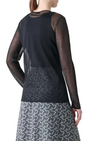 Akris Sheer Overlay Silk Sweater Tank
