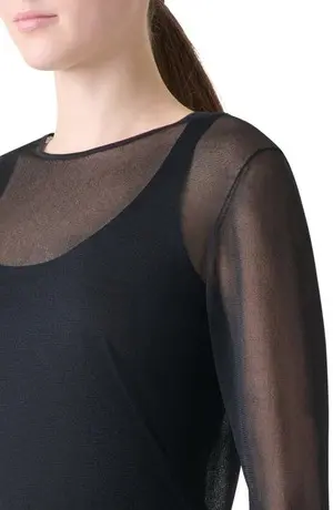 Akris Sheer Overlay Silk Sweater Tank