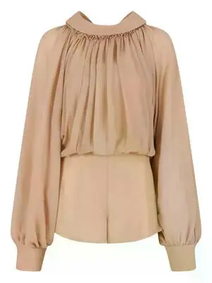 Marni Puff-sleeve Gathered Jumpsuit - Neutrals