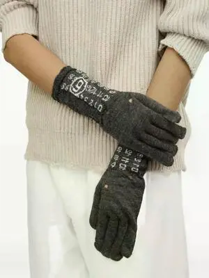 MAISON MARGIELA Numbers-motif Gloves - Grey