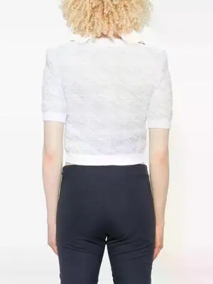 Balmain Short-sleeve Tweed Cardigan - Blue