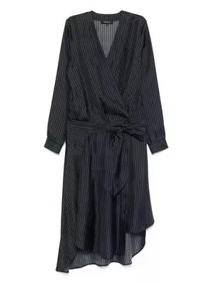 Barbara Bui Pinstriped Silk Wrap Dress