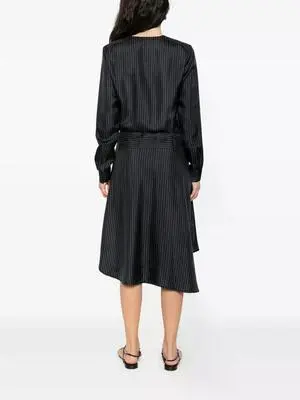 Barbara Bui Pinstriped Silk Wrap Dress