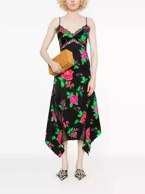 NISSA Backless Floral-print Midi Dress