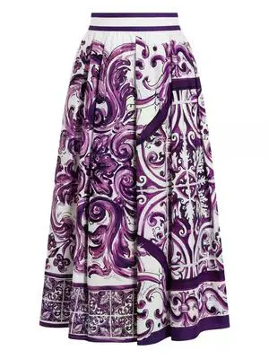 Dolce & Gabbana Midi Pleated Printed Skirt