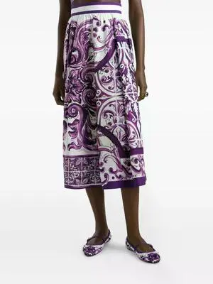 Dolce & Gabbana Midi Pleated Printed Skirt