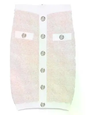 Balmain Pencil Tweed Skirt - Pink
