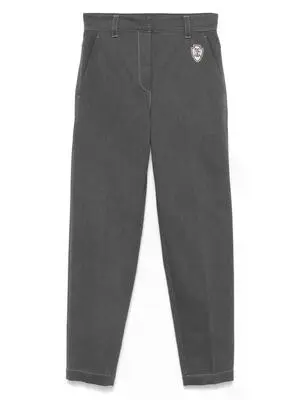 Brunello Cucinelli Embroidered-logo Cropped Trousers