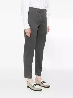 Brunello Cucinelli Embroidered-logo Cropped Trousers
