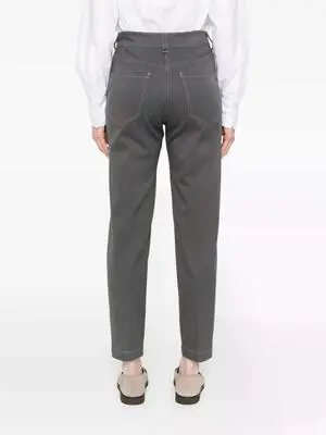 Brunello Cucinelli Embroidered-logo Cropped Trousers