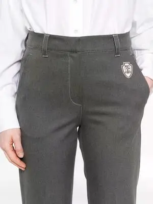 Brunello Cucinelli Embroidered-logo Cropped Trousers