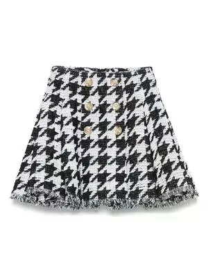 Balmain A-line Tweed Skirt - Black