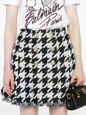 Balmain A-line Tweed Skirt - Black