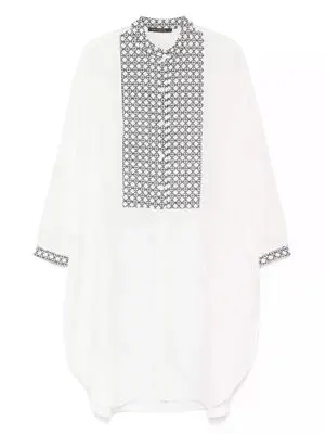 Greek Archaic Kori Embroidered Mid-length Dress - White
