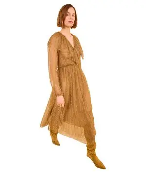 Ulla Johnson Helena Ruffle Neckline Long Sleeve Dress