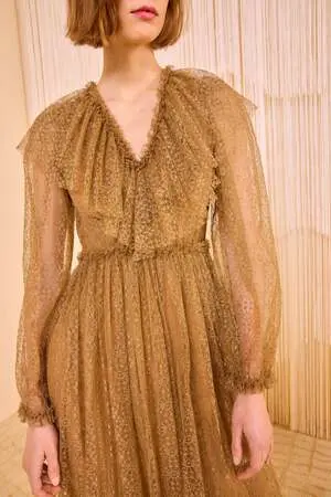 Ulla Johnson Helena Ruffle Neckline Long Sleeve Dress