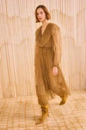 Ulla Johnson Helena Ruffle Neckline Long Sleeve Dress
