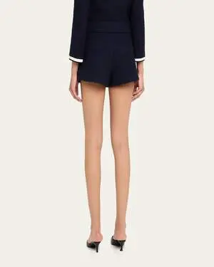 SELF-PORTRAIT Belted Boucle Skort With Button Details