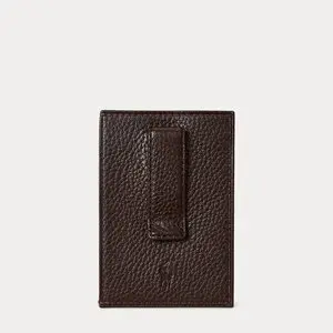 Ralph Lauren Pebbled-leather Money Clip - Dark Brown
