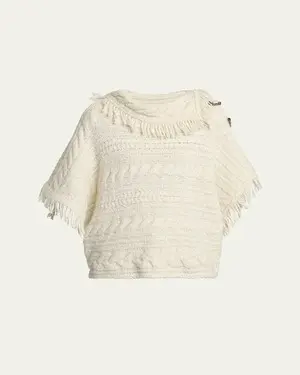 Isabel Marant Étoile Blanche Fringe Cable-knit Sweater