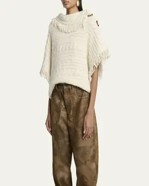 Isabel Marant Étoile Blanche Fringe Cable-knit Sweater