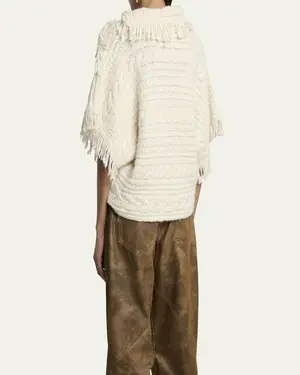 Isabel Marant Étoile Blanche Fringe Cable-knit Sweater