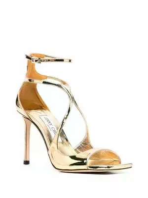 JIMMY CHOO Azia Metallic-effect Sandals - Yellow