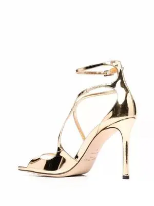 JIMMY CHOO Azia Metallic-effect Sandals - Yellow