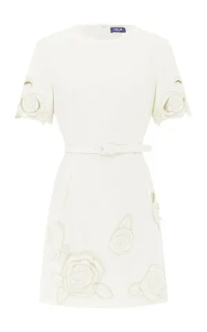 LEO LIN Aurelie Appliquéd Mini Dress - Off-white