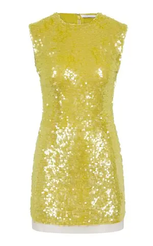 Rachel Gilbert Kaia Sequined Tulle Mini Dress - Lime Green