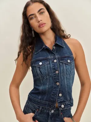 REFORMATION Luisa Stretch Denim Top