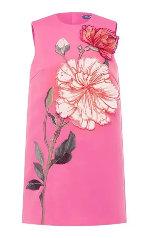 LEO LIN Yvonne Appliquéd Mini Dress - Fuchsia