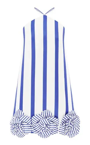 LEO LIN Striped Halterneck Mini Dress - Navy