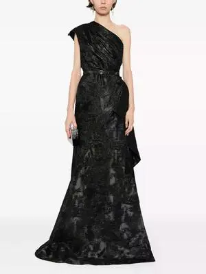 SAIID KOBEISY One-shoulder Brocade Gown